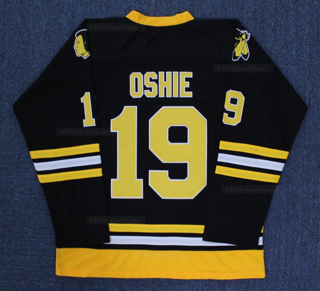Throwback T. J. Oshie #19 High School Ice Hockey Jersey Black Stitched ...