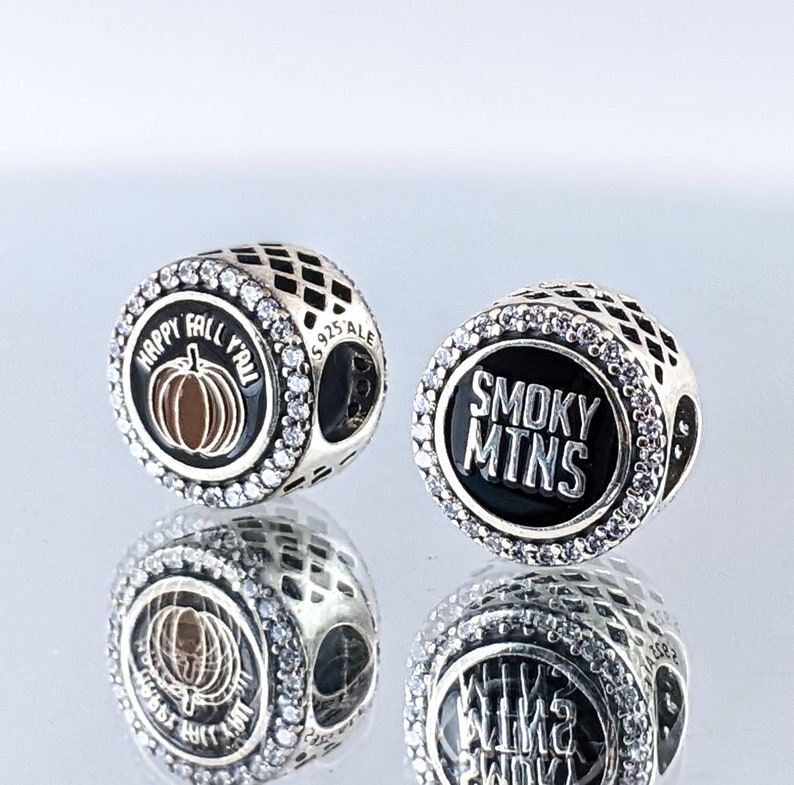 Pandora Happy Fall Ya'll Smokey Mountains Double Sided Charm Clear CZ ...