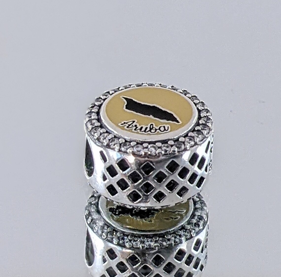 Pandora Engraved Button Charm Divi Scene Aruba Charm - Etsy