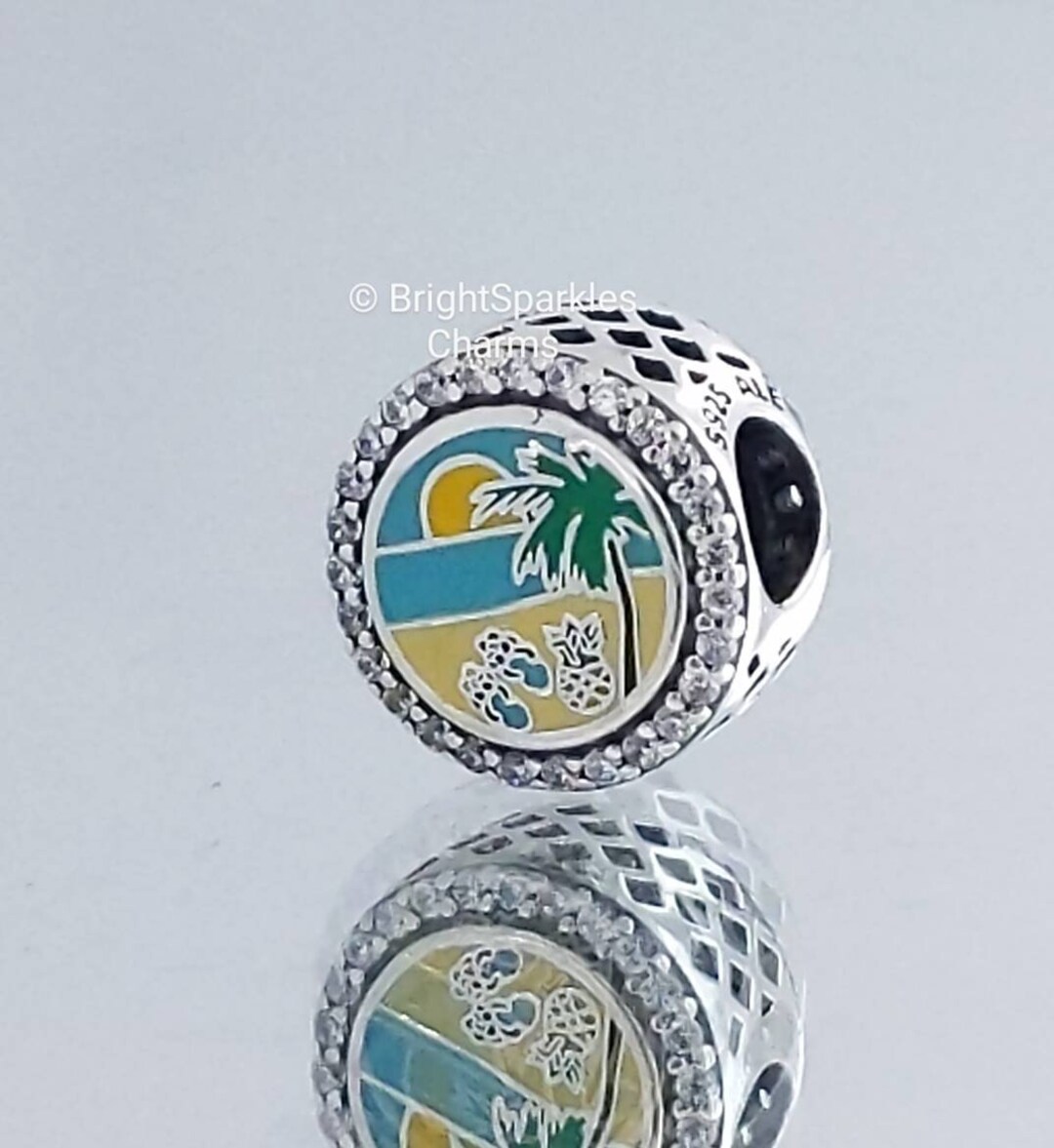 Pandora St. Maarten Beach Sandals Button Charm Mix Enamel Clear Cubic ...