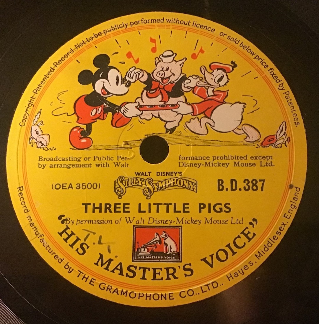 Walt Disney 78rpm Three Little Pigs / Three Little Wolves 1936 Shellac ...