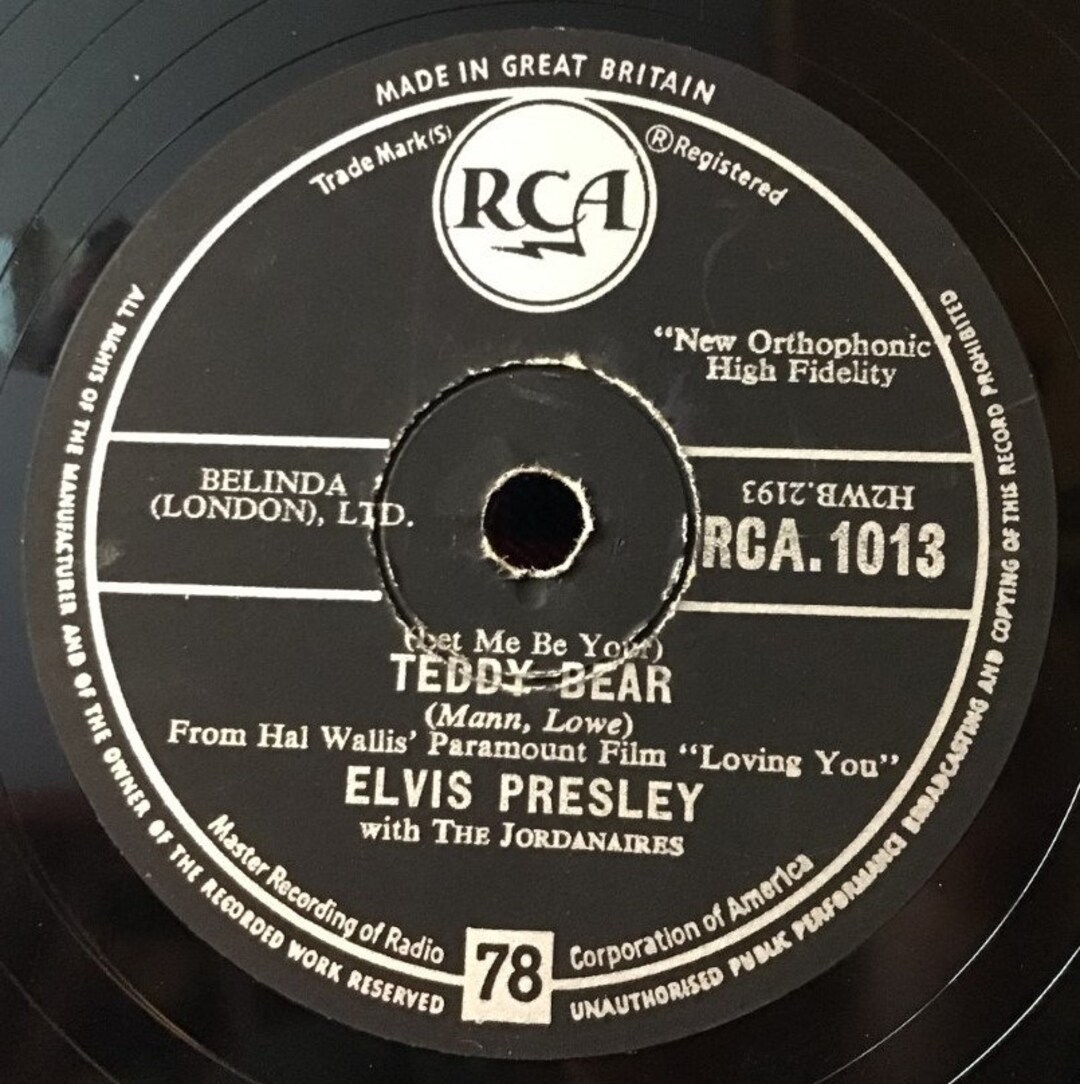 Elvis Presley 78rpm Teddy Bear 1957 Shellac - Etsy