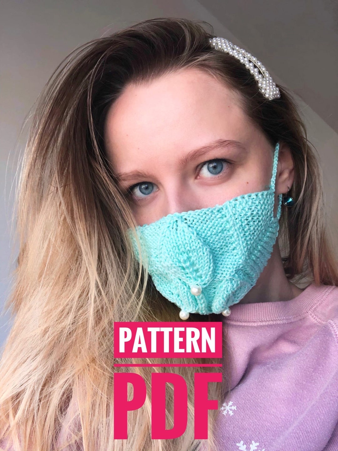 PATTERN Easy Knitting Leaf Face Mask Pattern Knitting Cotton Face Mask ...