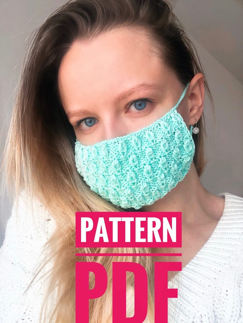 PATTERN Leaf Knit Face Mask Pattern Cotton Knitting Face Mask Easy ...