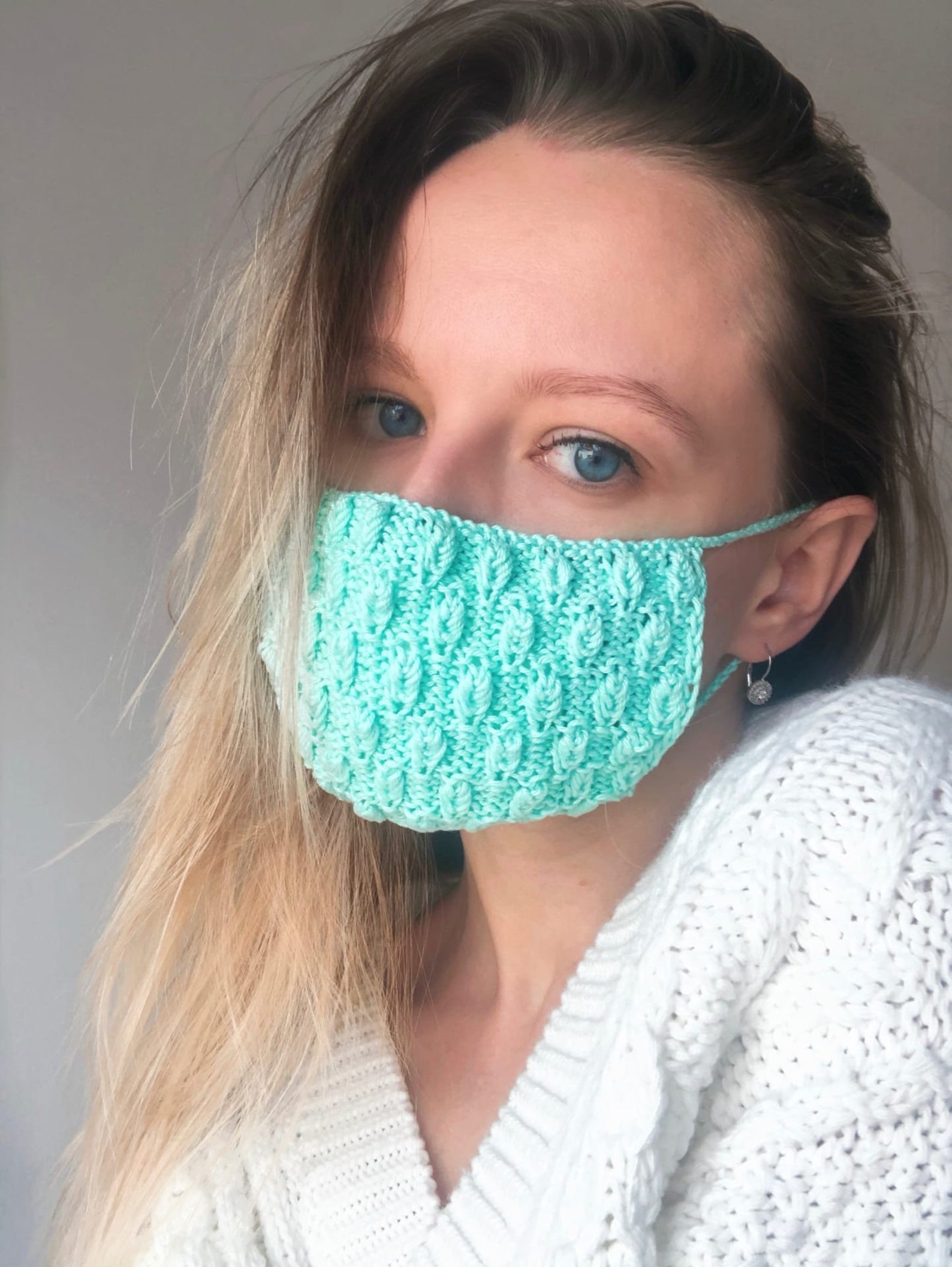 PATTERN Leaf Knit Face Mask Pattern Cotton Knitting Face Mask Easy ...