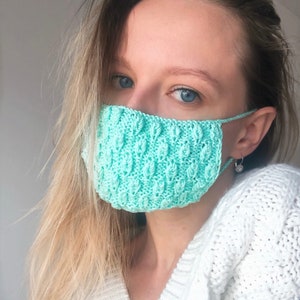 PATTERN Leaf Knit Face Mask Pattern Cotton Knitting Face Mask Easy ...