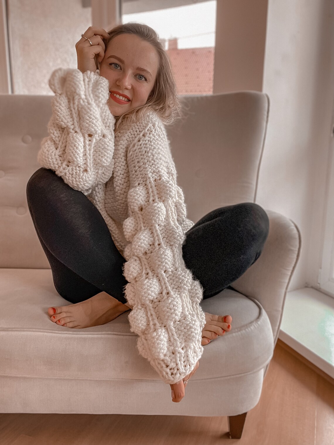 PATTERN Easy Chunky Sweater Pattern for All Sizes Bubble Sleeve Knit ...