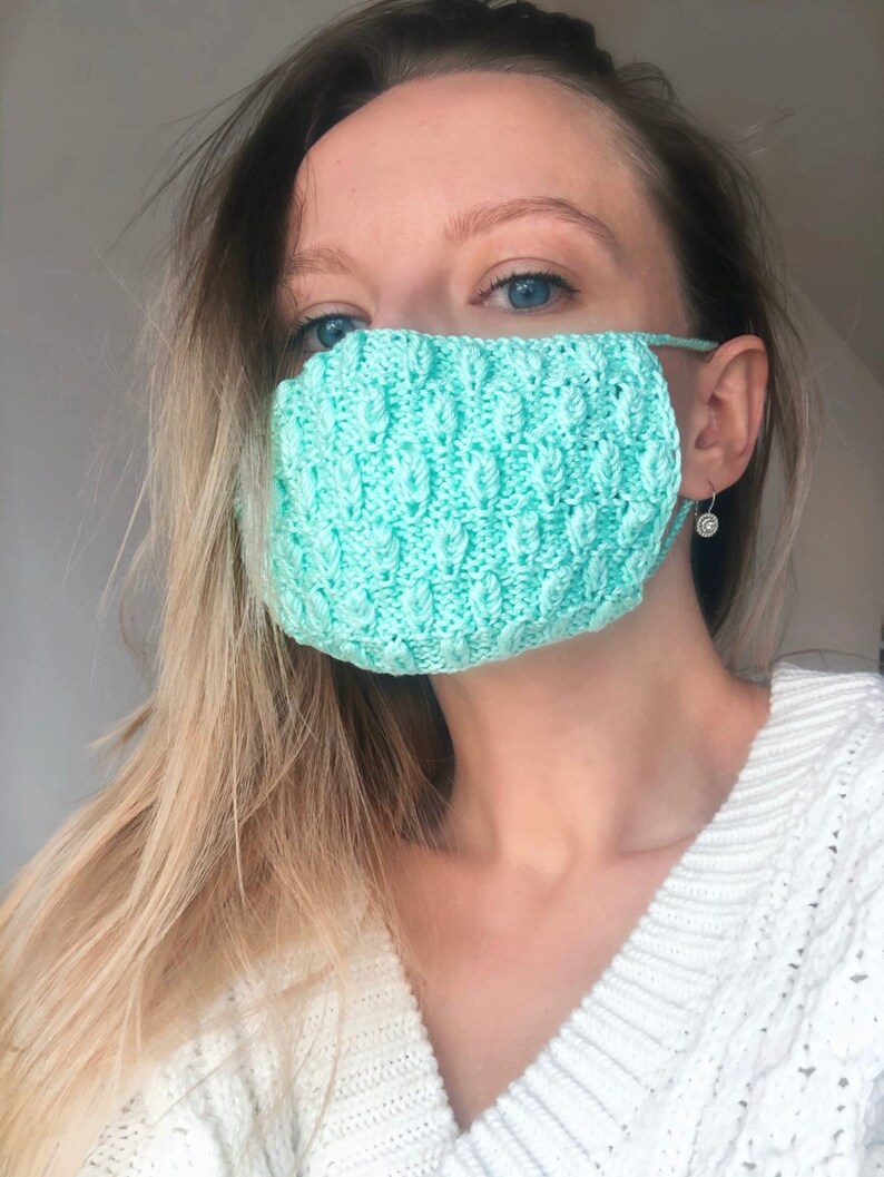 PATTERN Leaf Knit Face Mask Pattern Cotton Knitting Face Mask Easy ...