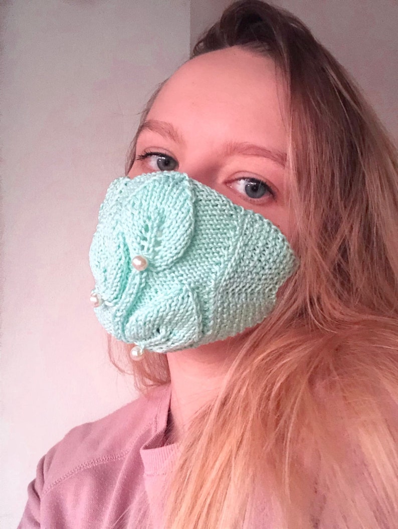 PATTERN Easy Knitting Leaf Face Mask Pattern Knitting Cotton Face Mask ...