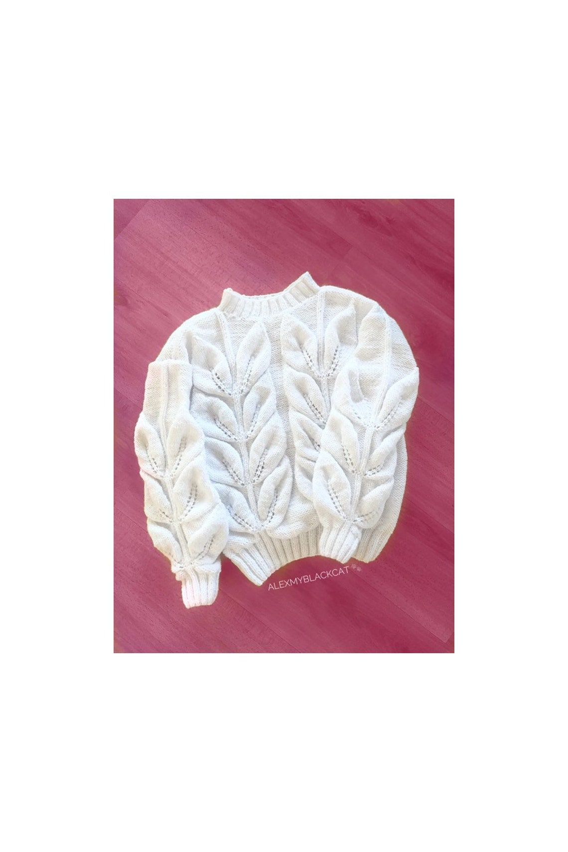 PATTERN Leaf Sweater Pattern Pullover Boat Neck Chunky Knit Sweater ...