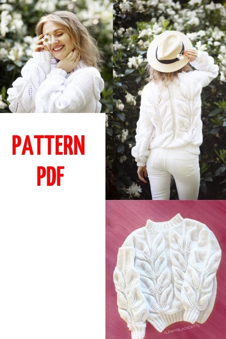 PATTERN Leaf Sweater Pattern Oversize Knit Sweater Pattern Chunky Knit ...