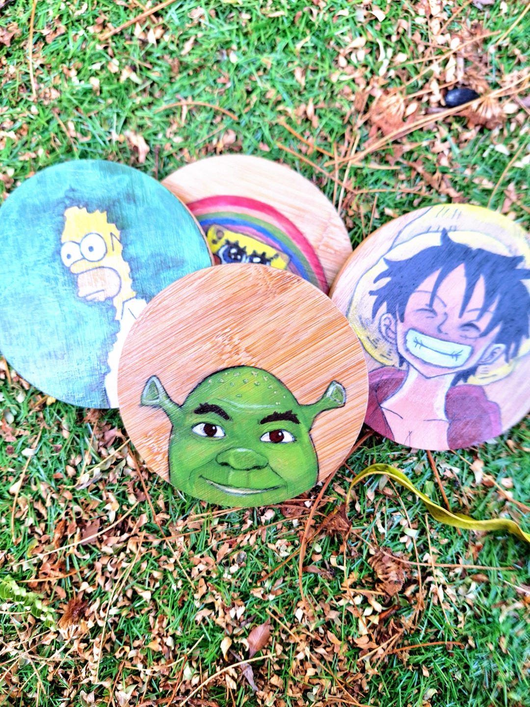 Shrek, Luffy, Homer, Spongebob Coasters - Etsy UK