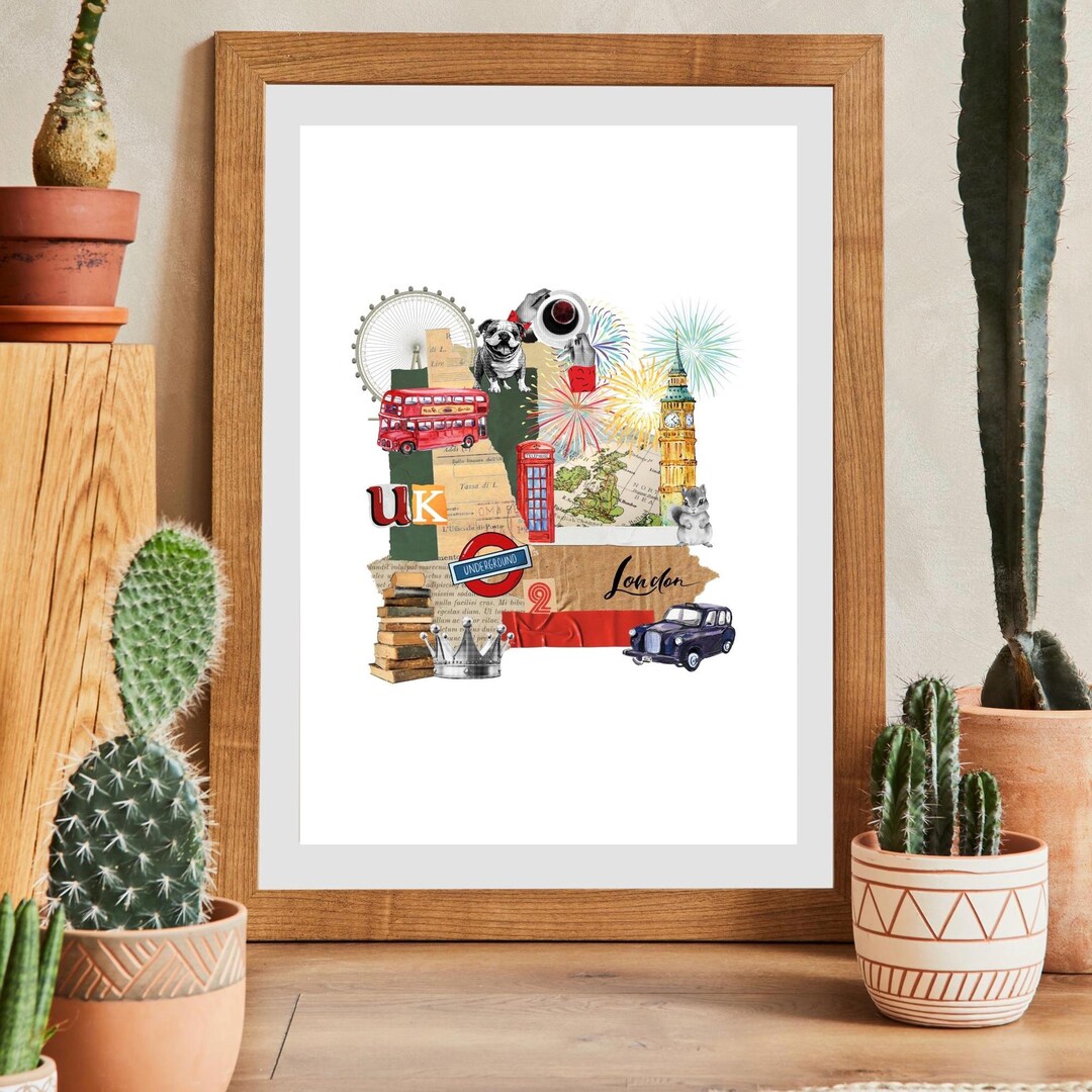 London Collage, London Poster, Wall Art, Printable Wall Art, Modern ...