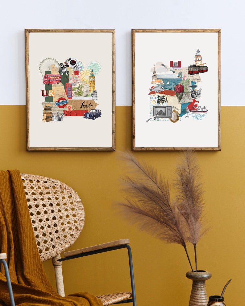 London Collage, London Poster, Wall Art, Printable Wall Art, Modern ...