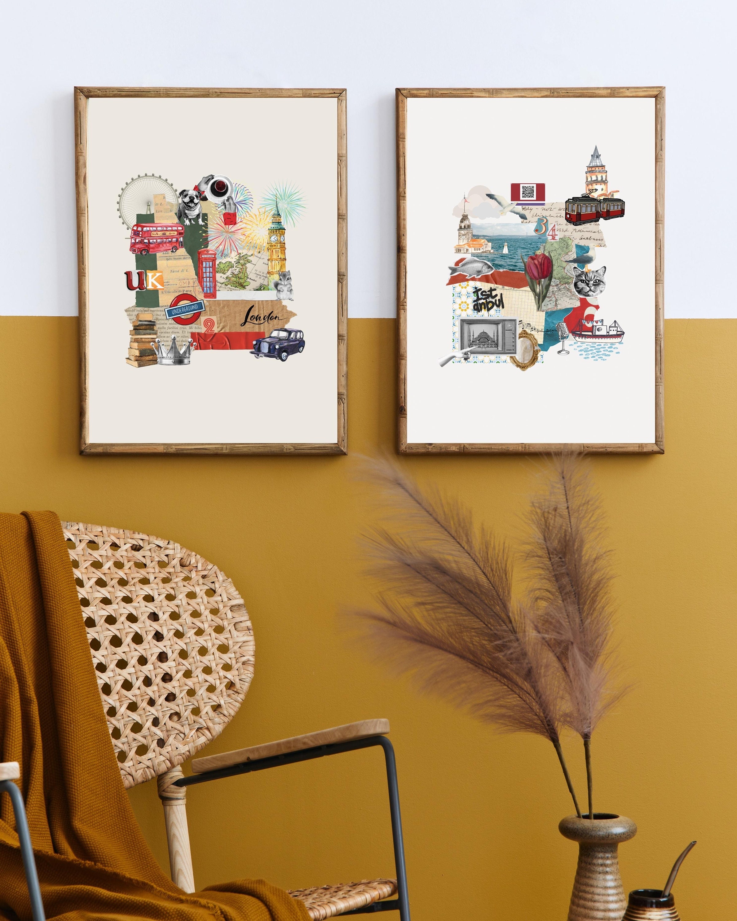 London Collage, London Poster, Wall Art, Printable Wall Art, Modern ...
