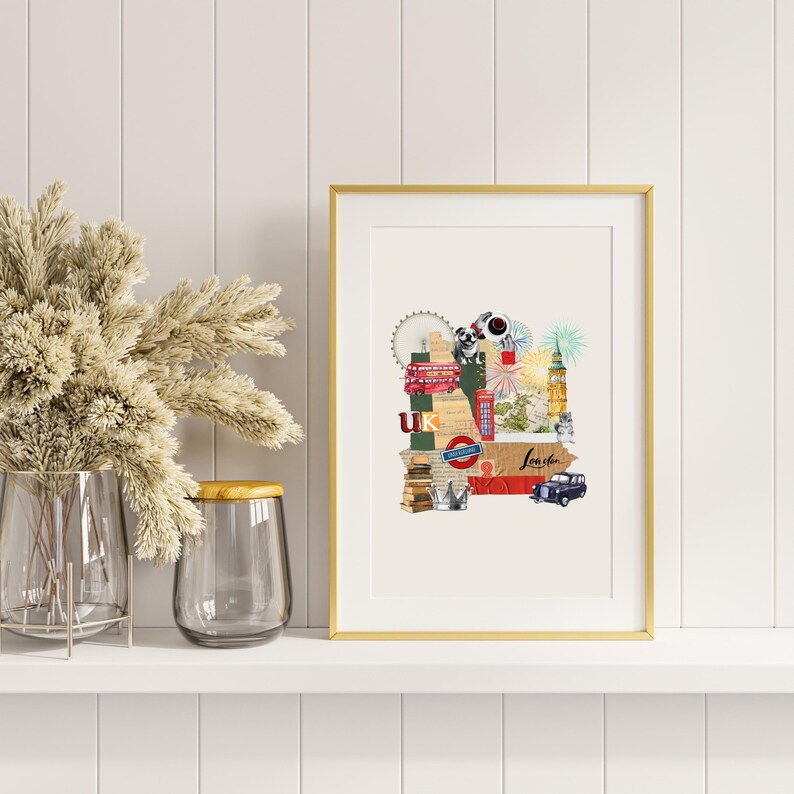 London Collage, London Poster, Wall Art, Printable Wall Art, Modern ...