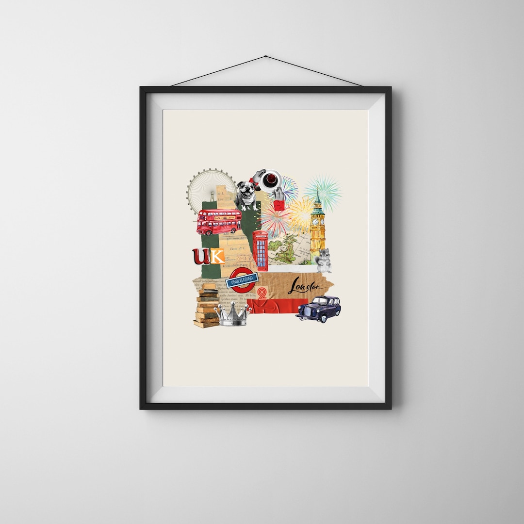 London Collage, London Poster, Wall Art, Printable Wall Art, Modern ...