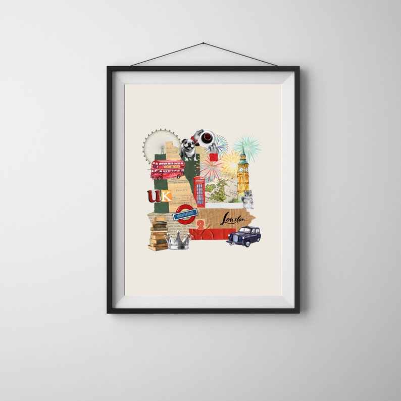 London Collage, London Poster, Wall Art, Printable Wall Art, Modern ...