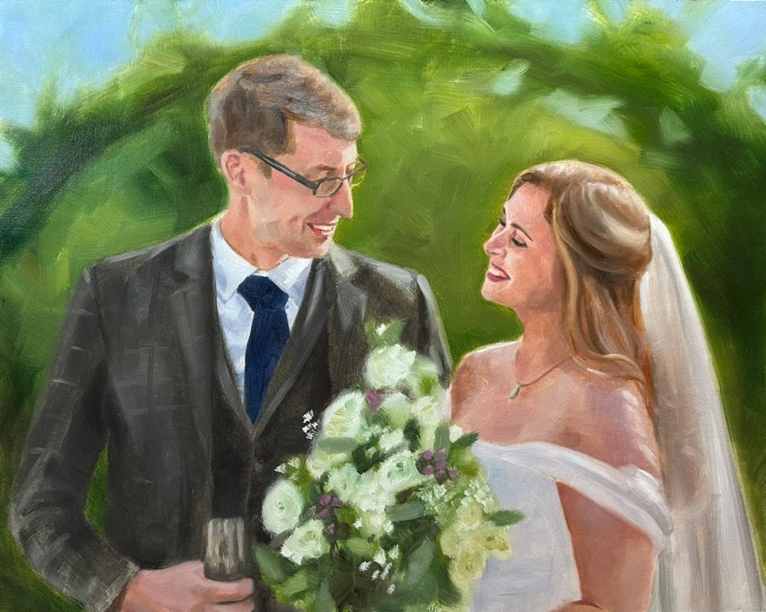 Custom Wedding Portrait, Hand Painted Oil Portrait Painting From Photo ...