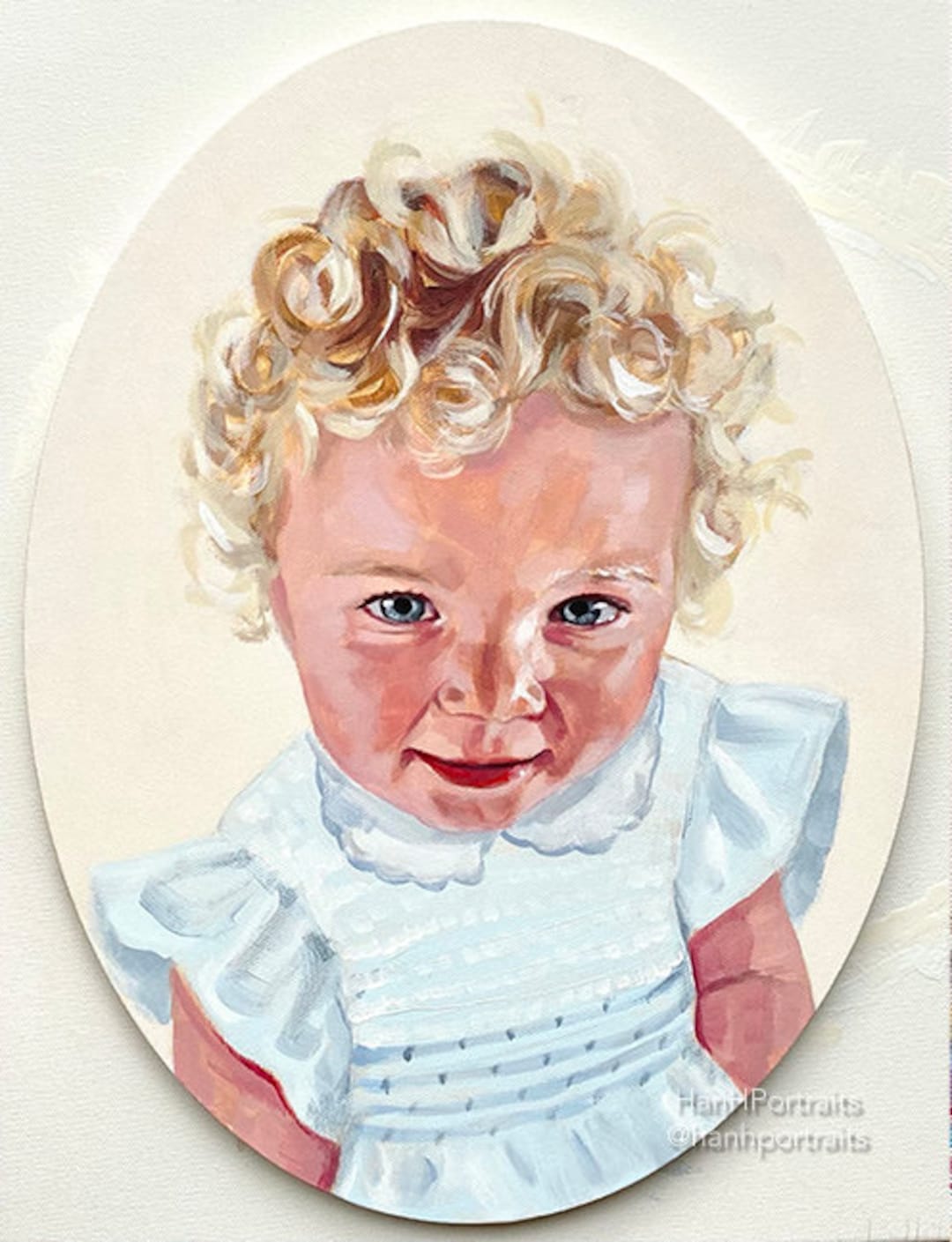Art Commission, Custom Portrait Painting on Oval Canvas, Child Portrait ...