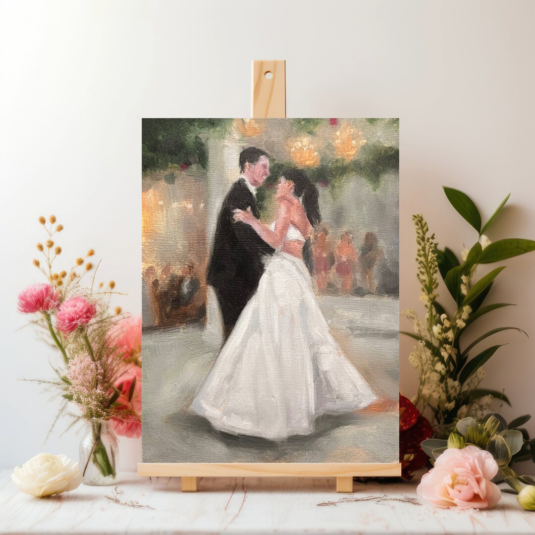 Custom Wedding Portrait Gift Card: Hand-painted Oil Painting - Etsy