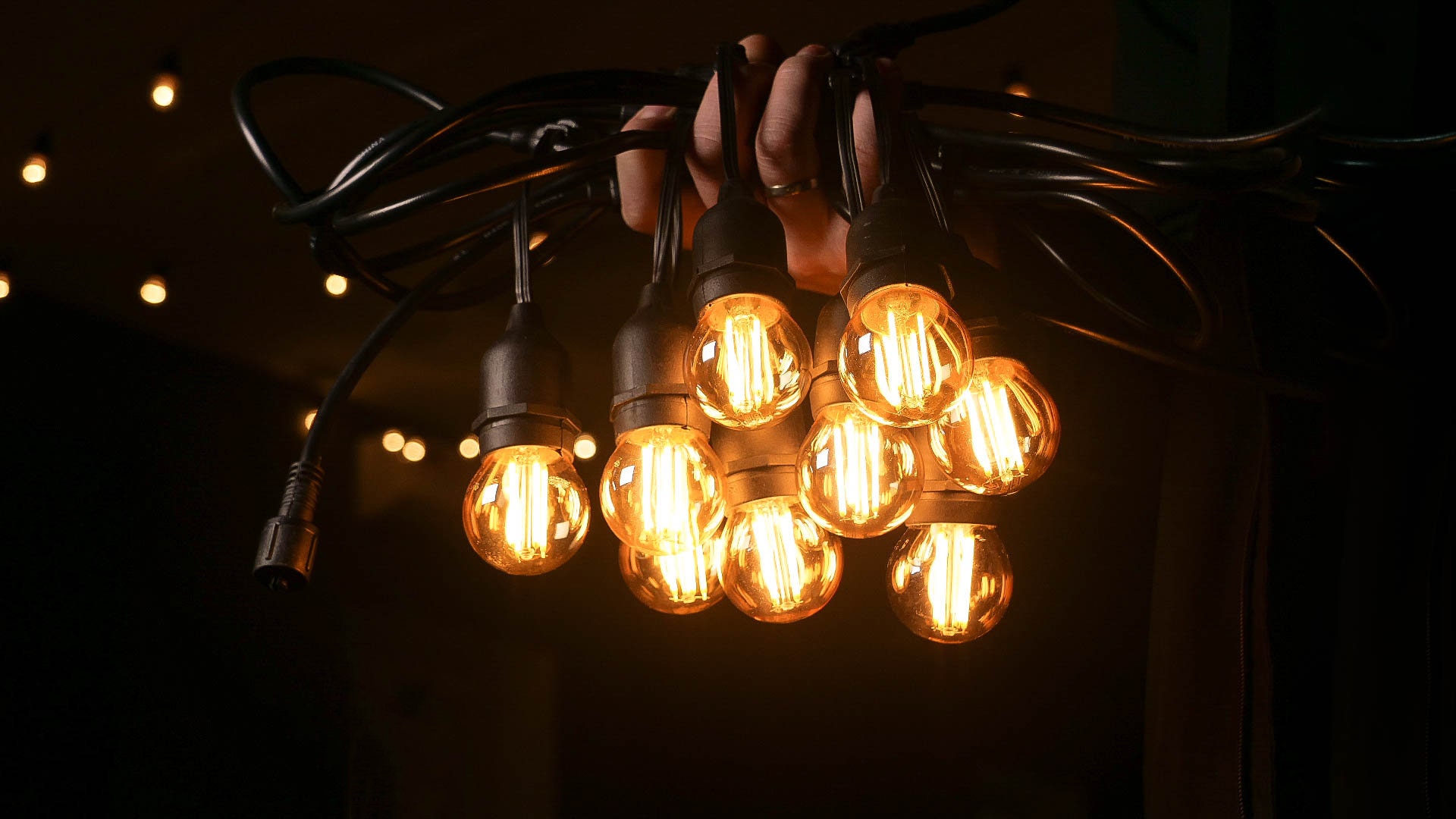 Outdoor String Retro Rustic Lights With Hanging LED Edison Bulbs 4W ...