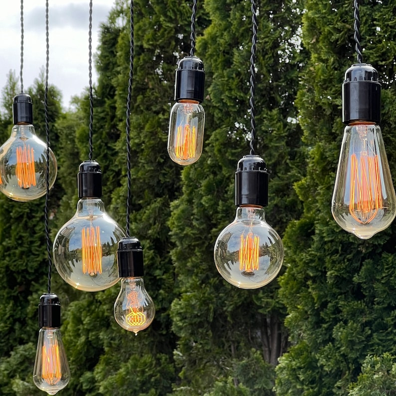 Retro String Lights on Twisted Wire With Hanging Edison Bulbs 40W - Etsy