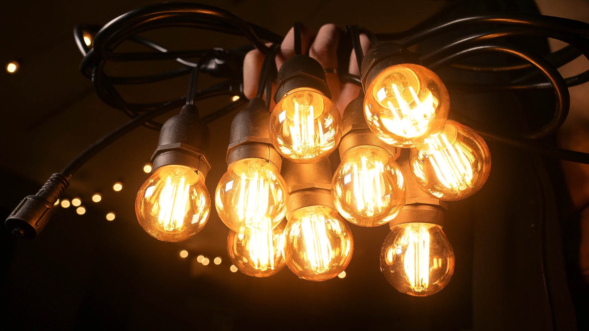 Outdoor String Retro Rustic Lights With Hanging LED Edison Bulbs 4W ...