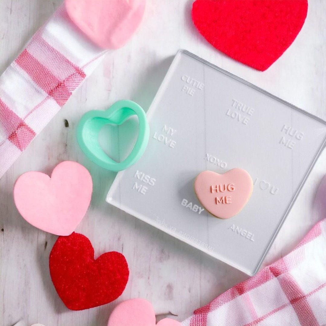 Valentine's Day Conversation Hearts Acrylic Fondant Embosser and Cookie ...