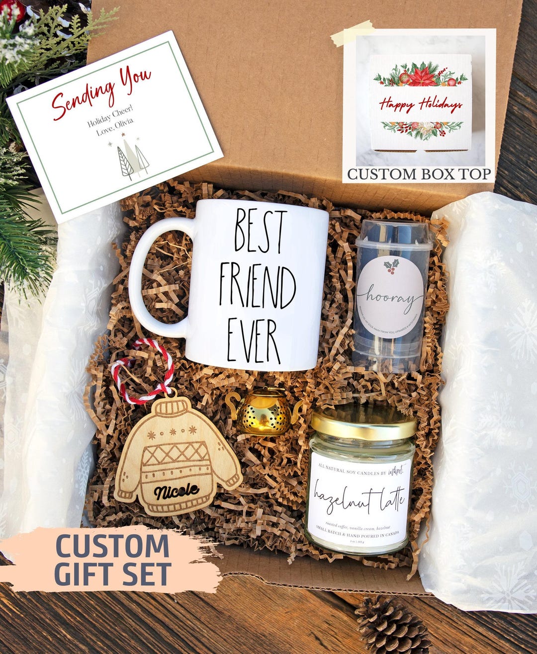 Personalized Christmas Gift Box for Best Friend Xmas Gift Idea Christmas Box Gift Box Set Holiday Gift for Friend Holiday Gift for Women Etsy