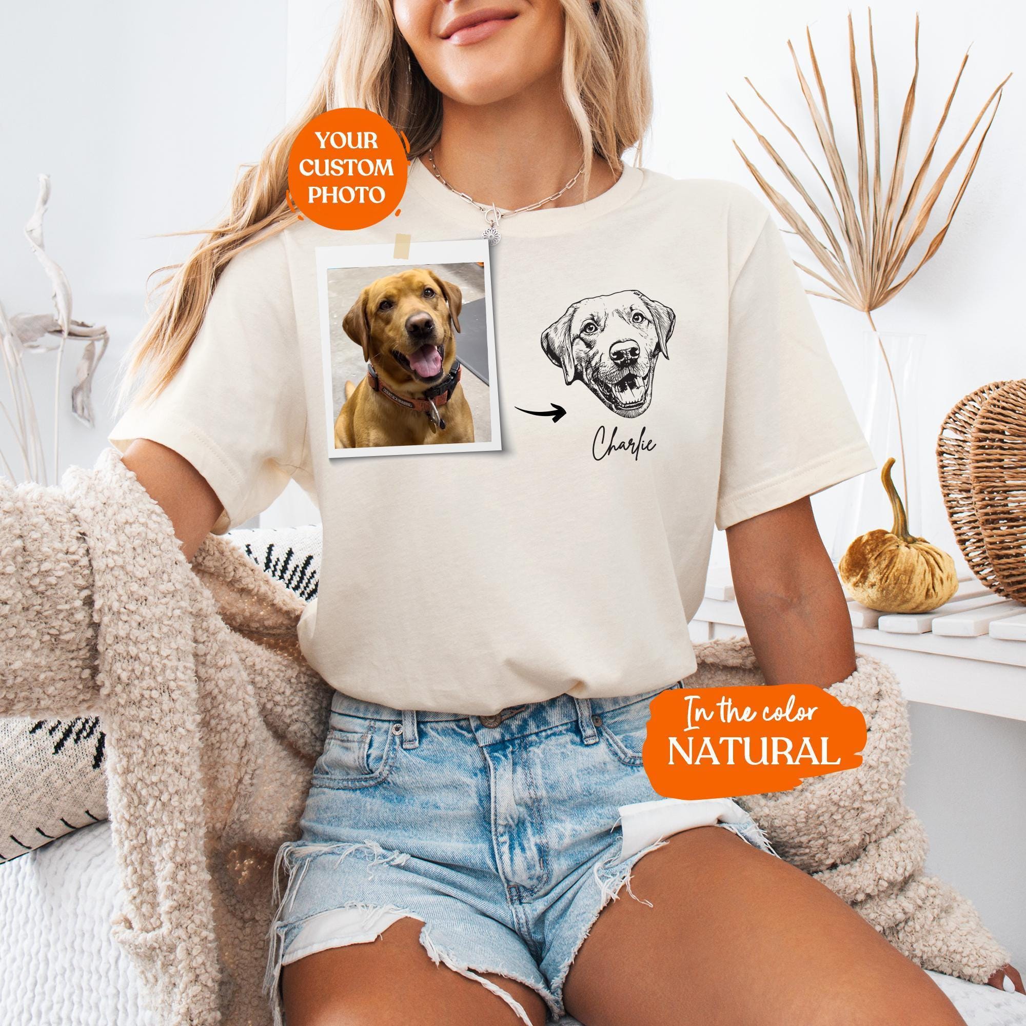 Custom Pet Shirt | Dog Cat Pet Portrait Gift, Custom Dog Photo and Name ...