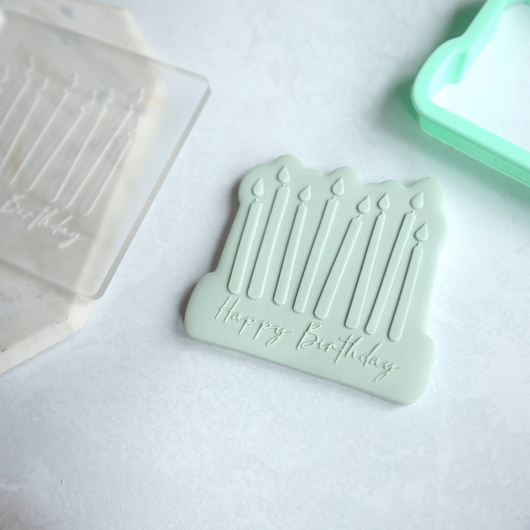 Birthday Candle Plaque - Acrylic Fondant Embosser With Optional Cutter ...