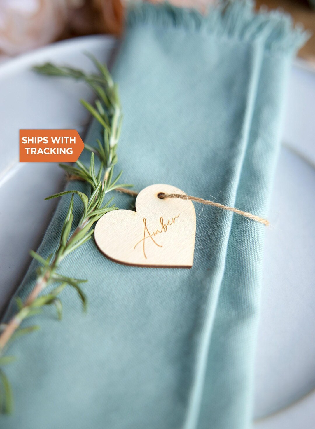 Custom Place Card | Rustic Heart Wedding Name Place Cards, Wood Wedding ...