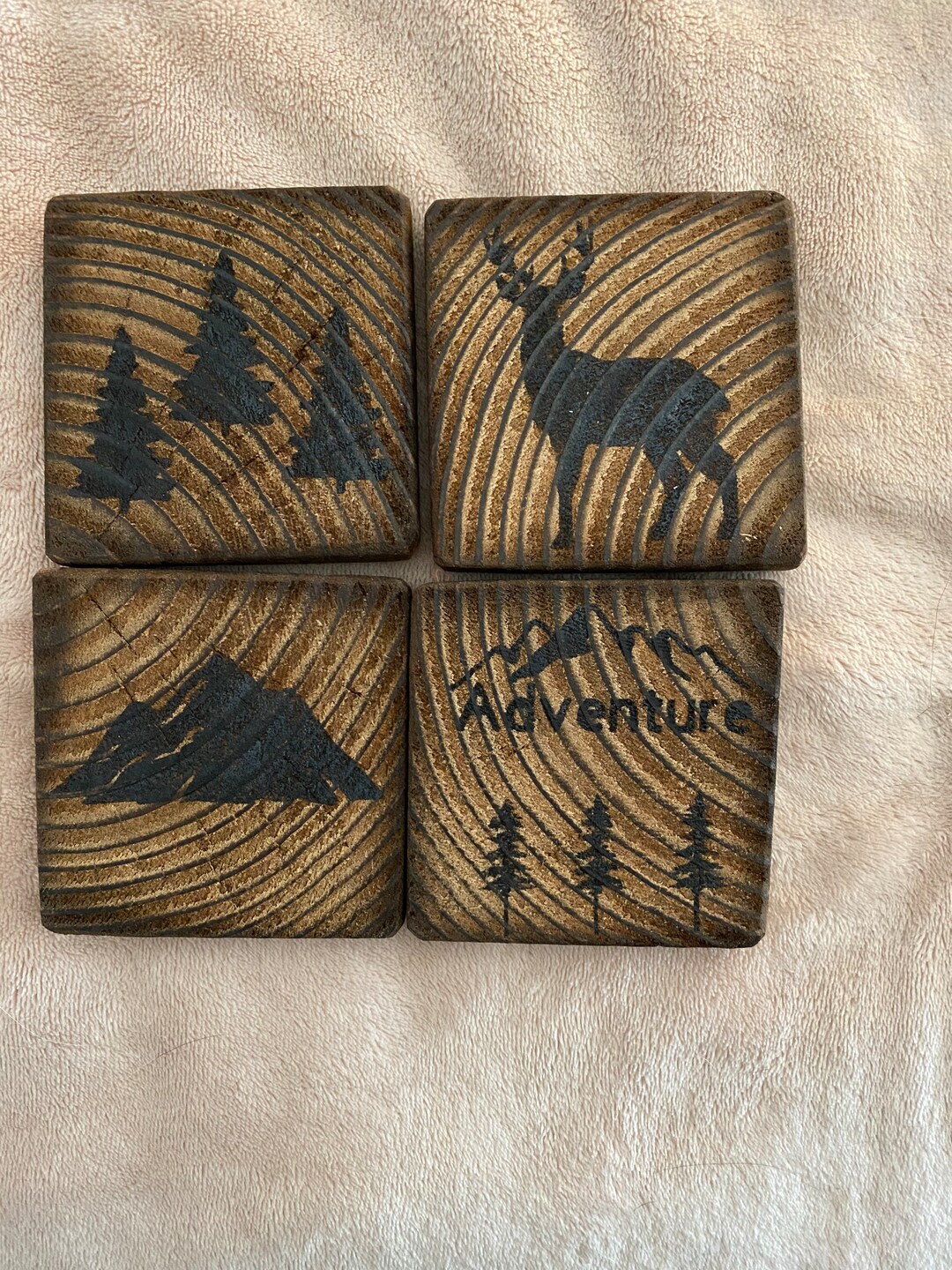 Forest Wood Burn Coasters - Etsy