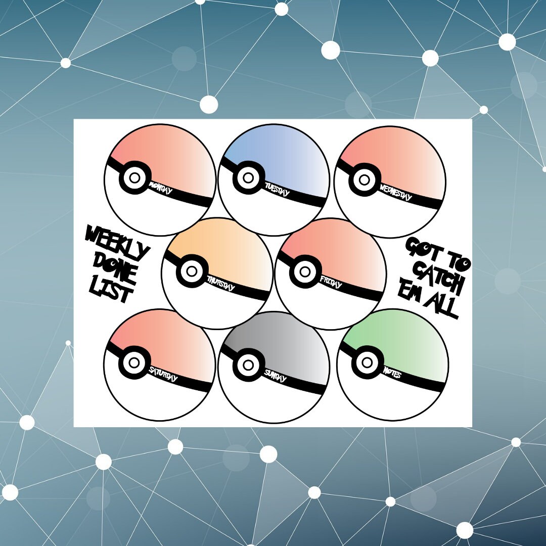 Pokemon Pokeball Digital Download Weekly Planner - Etsy