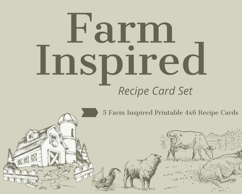 Homestead Recipe Cards | Farm Themed Recipe Cards | Printable Instant ...