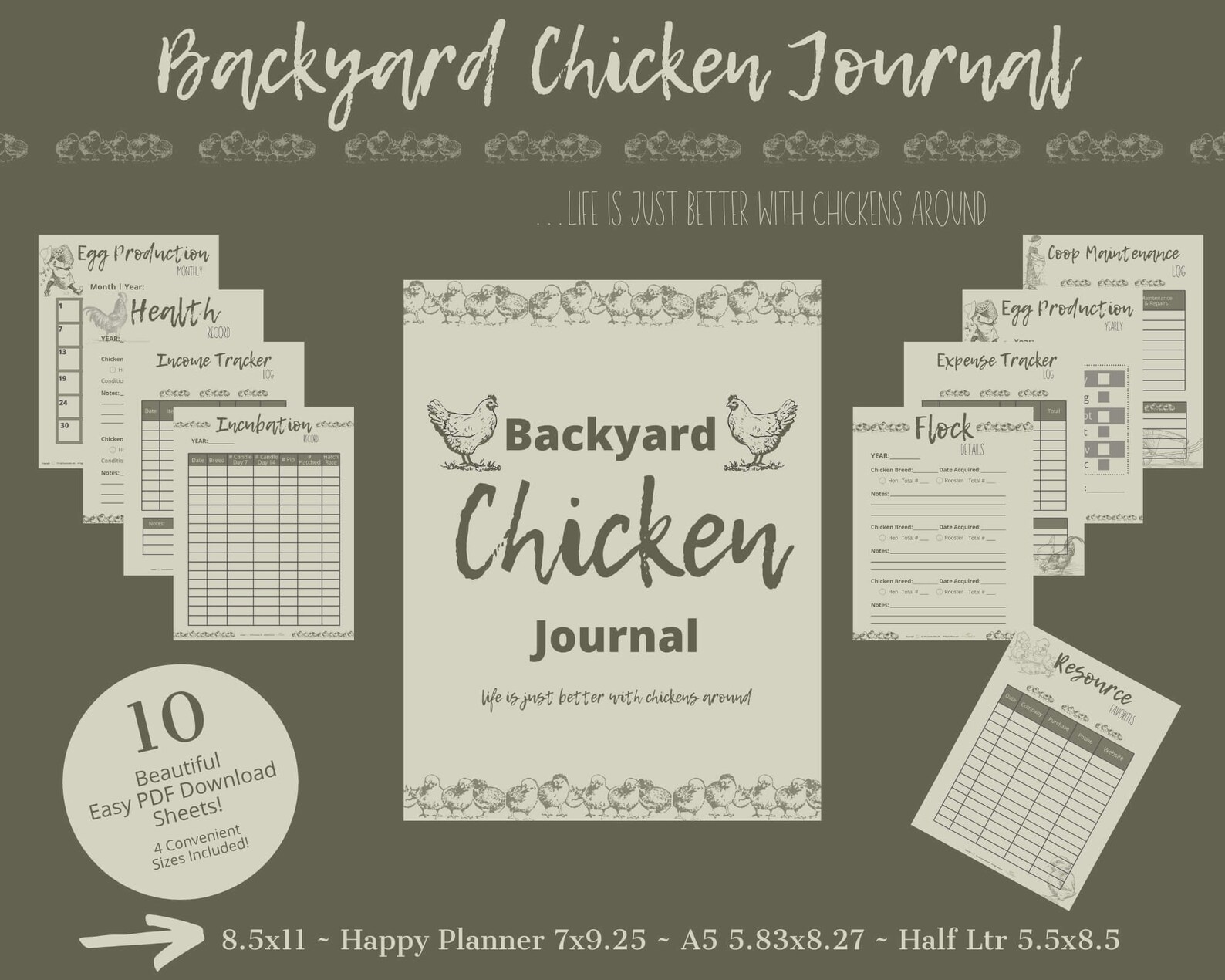 Backyard Chicken Journal & Planner Printable | Egg Count Printable ...