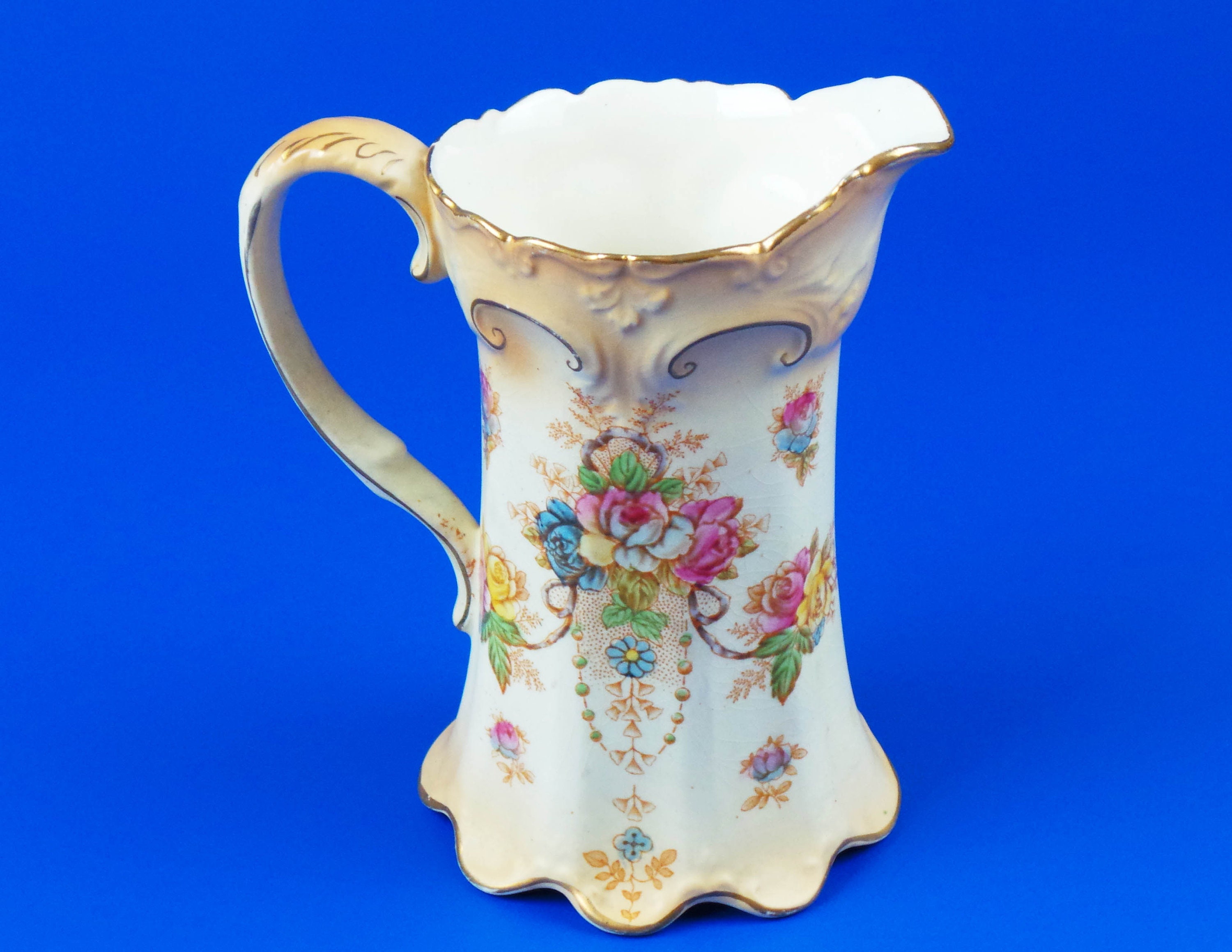 Antique Porcelain Pitcher Royal Crown Devon S.fielding & Co Vintage Art ...