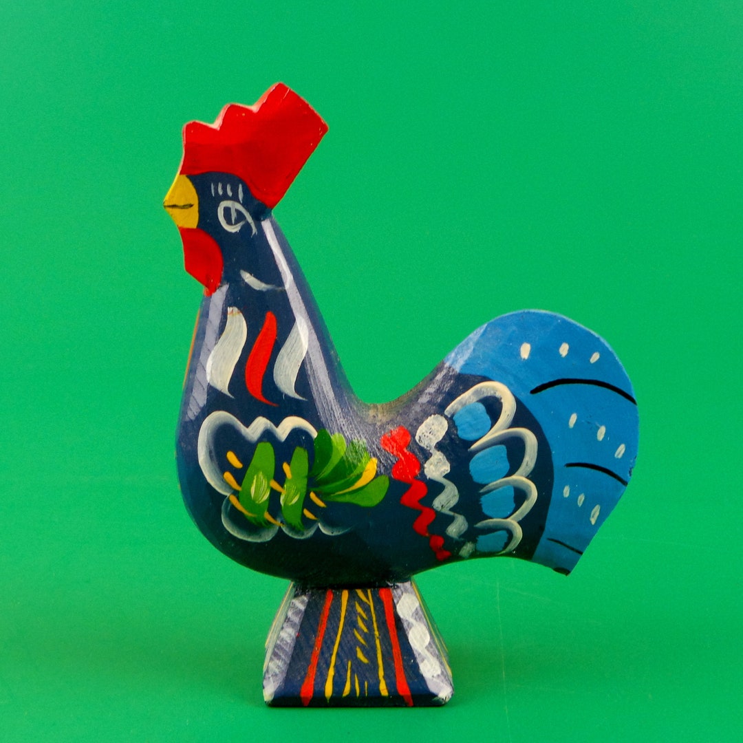 Antique Wooden Handmade Dala Rooster Vintage Wooden Colorful Toy Folk ...