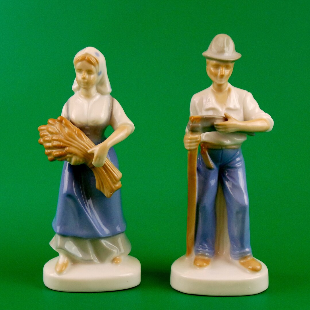 Vintage Japanese Porcelain Reaper Figurines: Oriental Ceramic Statue ...