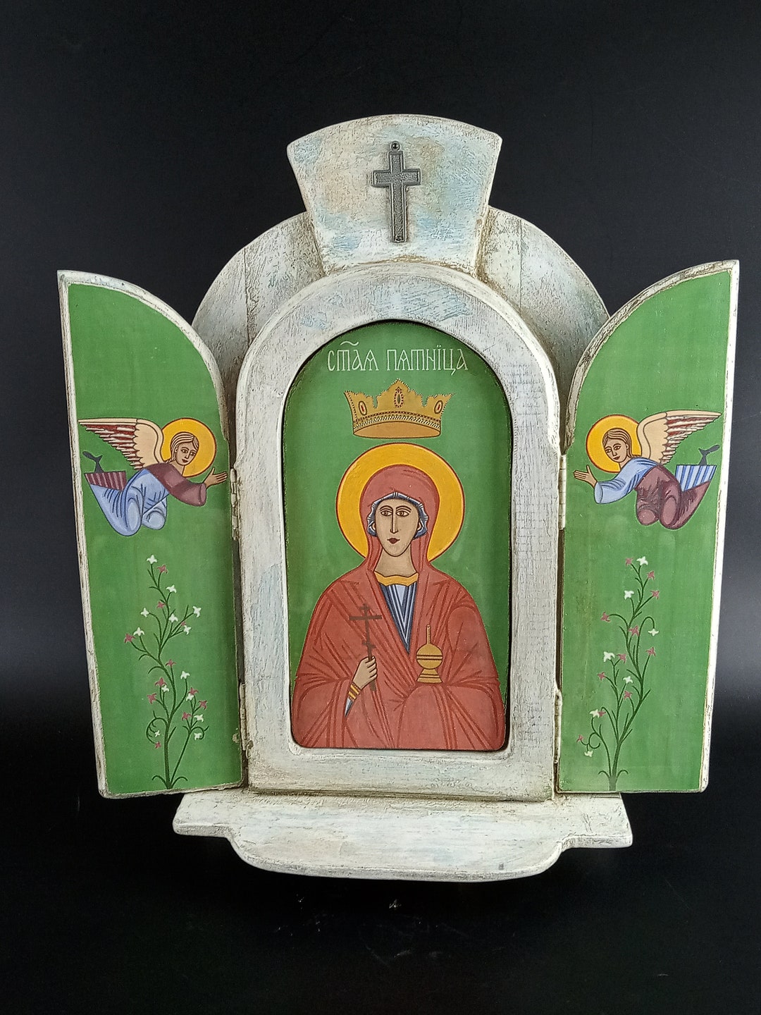 Antique Handmade Wooden Orthodox Iconostasis Saint Petka * Vintage ...