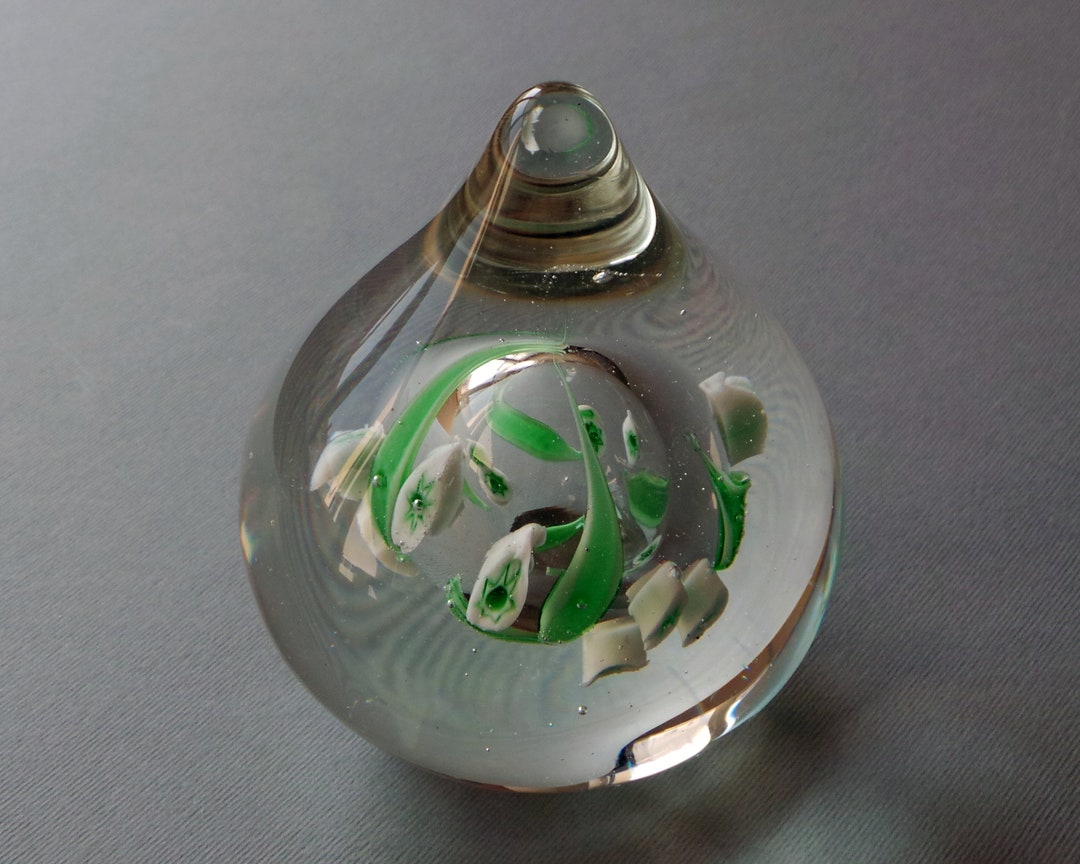 Vintage Glass Paperweight Snowdrops Old Drop Paperweight Green - Etsy ...