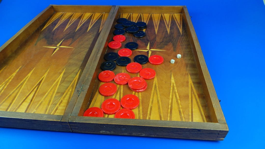 Antique Wooden Backgammon Vintage Family Game Handmade - Etsy