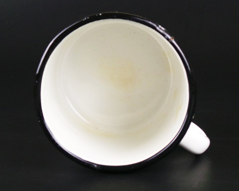 Vintage White Enamel Cup With Handle Vintage Enamel Mug Black - Etsy
