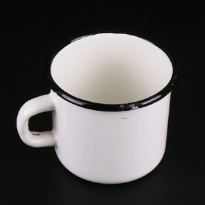 Vintage White Enamel Cup With Handle * Vintage Enamel Mug * Farmhouse ...