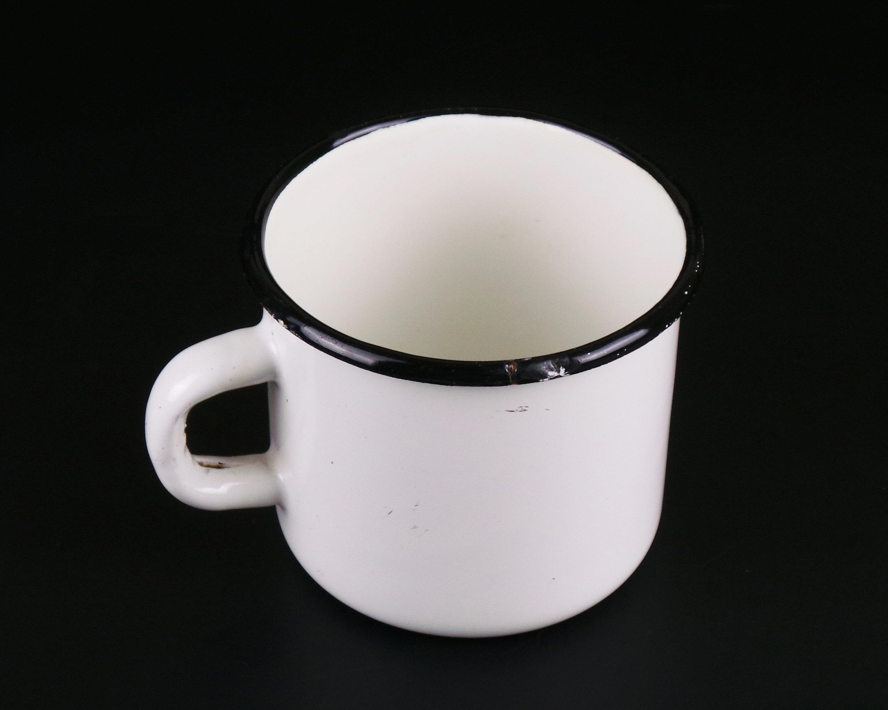 Vintage White Enamel Cup With Handle Vintage Enamel Mug Black - Etsy