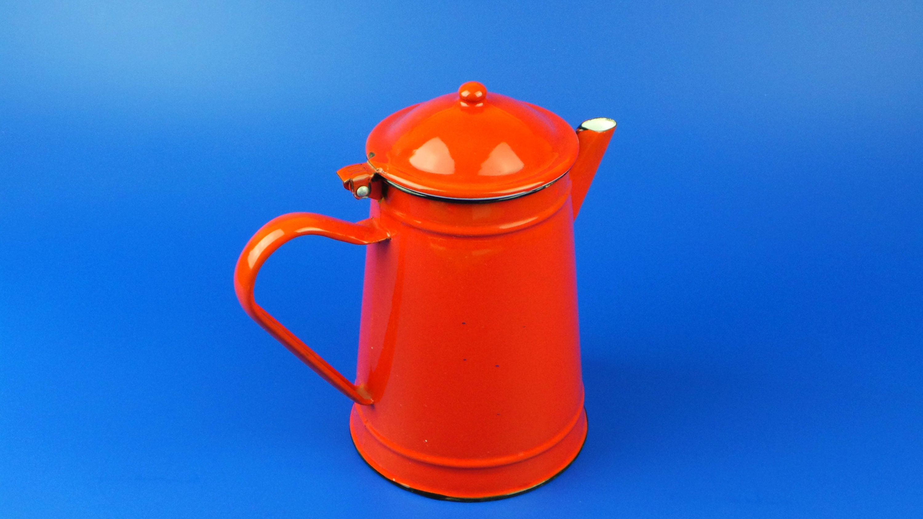 Vintage Large French Enamel Jug Vintage Red Kettle French - Etsy