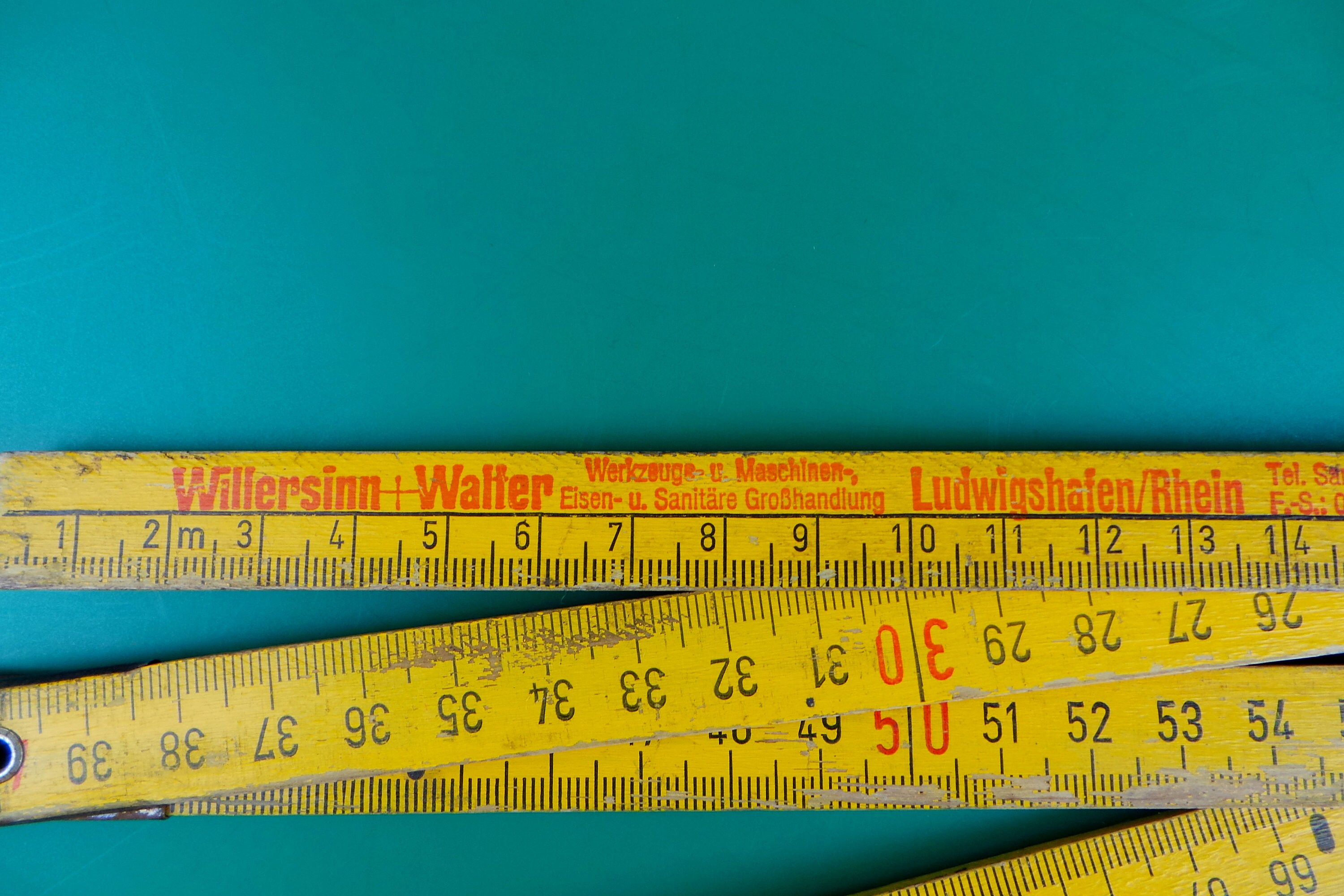 Vintage Yellow Carpenter's Folding Ruler Metal Hinges Willersinnwalter ...