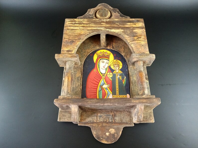 Antique Handmade Wooden Orthodox Iconostasis Holy Virgin and - Etsy