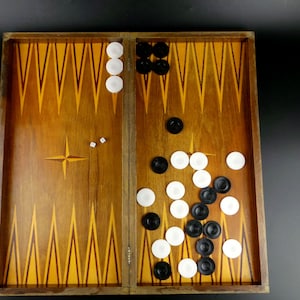 Vintage Wooden Backgammon Set * Handmade Wooden Board * Old Family Game ...
